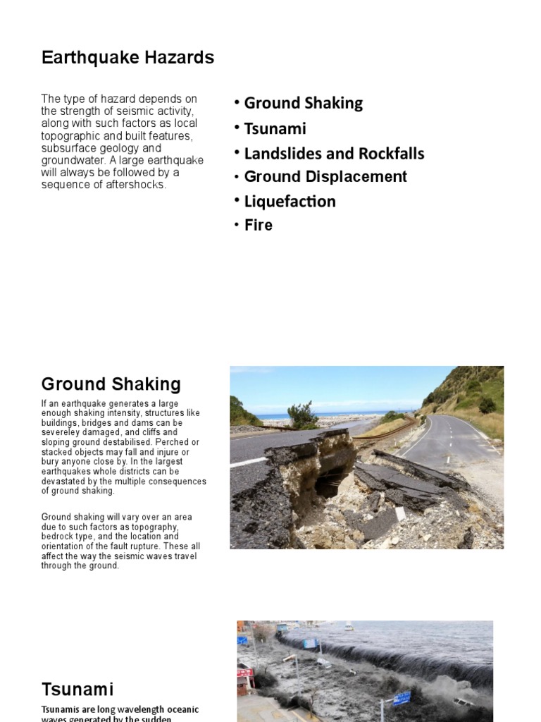 Earthquake Hazards: - Ground Shaking - Tsunami - Landslides and ...