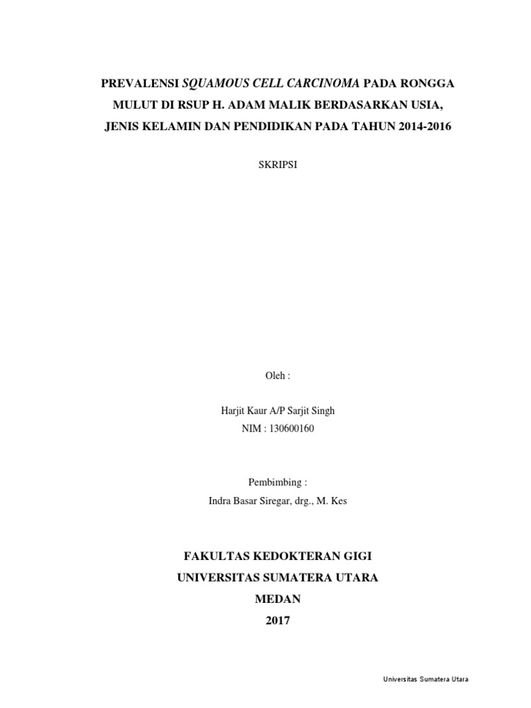 Prevalensi Karsinoma Sel Skuamosa 2014-2016 | PDF