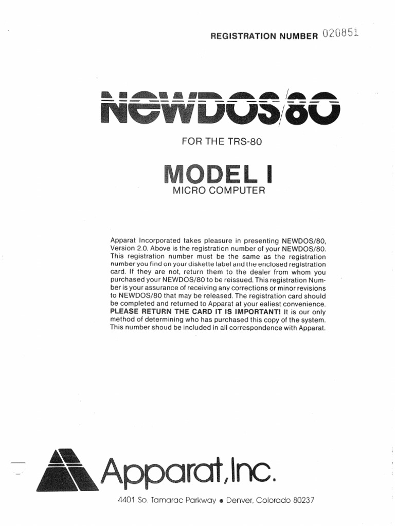 manuals-NewDOS-80 v2.0 Manual | PDF