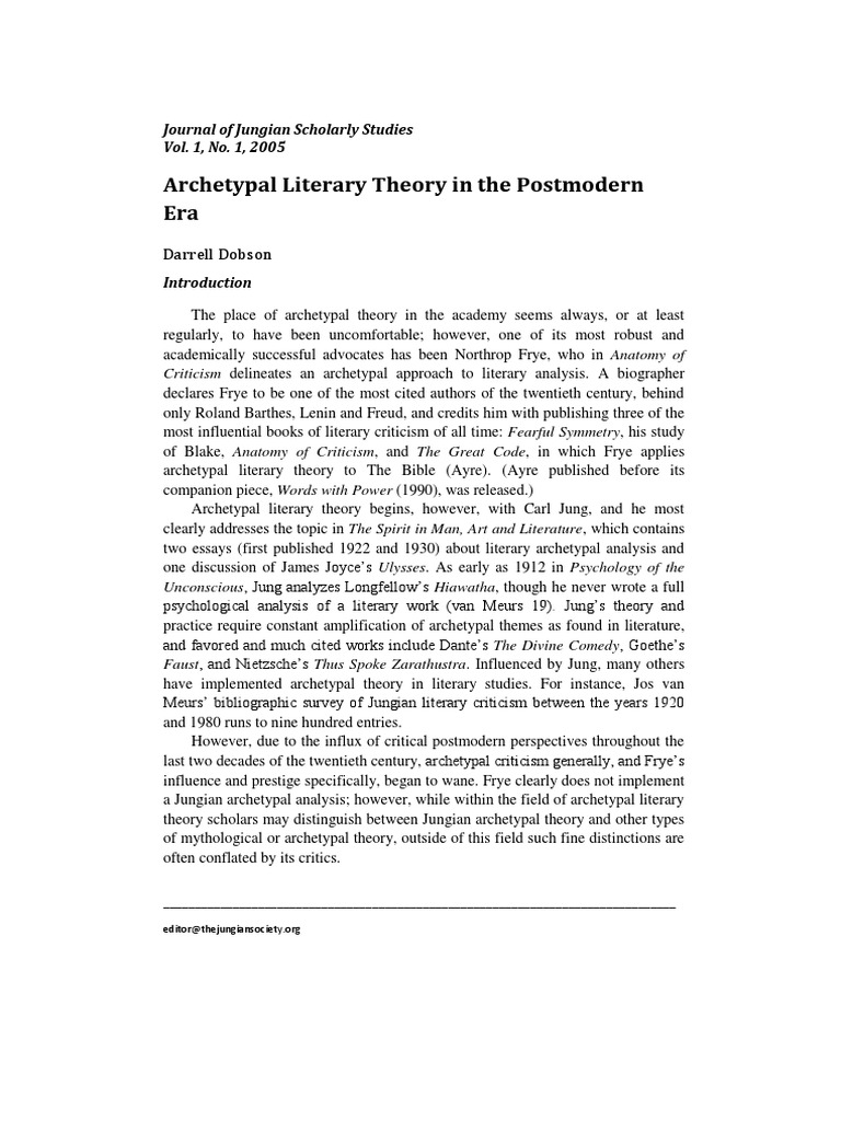 Archetypal Literary Theory in The Postmodern Era | PDF | Archetype ...
