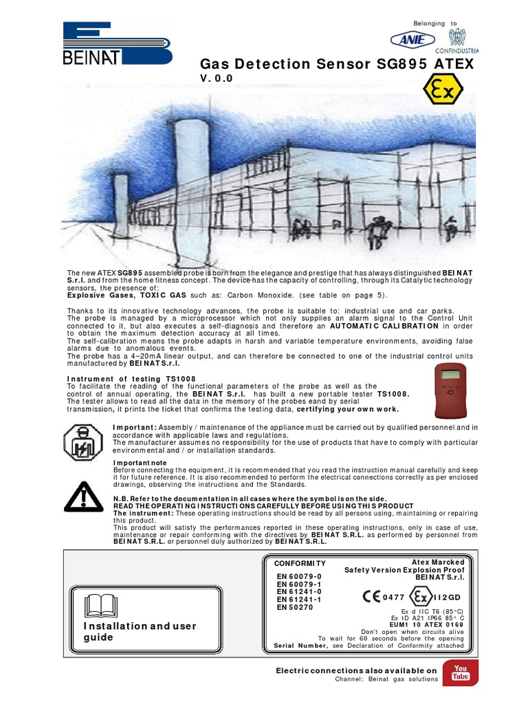 Gas Detection Sensor SG895 ATEX: Installation and User Guide | PDF | Sensor | Chemistry