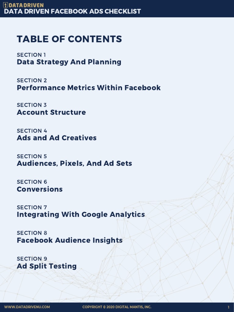 Facebook Ads Checklist 2020 | PDF | Facebook | Analytics