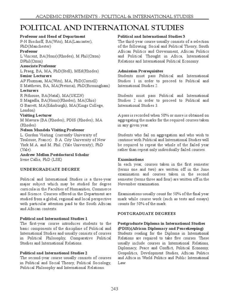 Department of Political and International Studies | PDF | Thesis ...