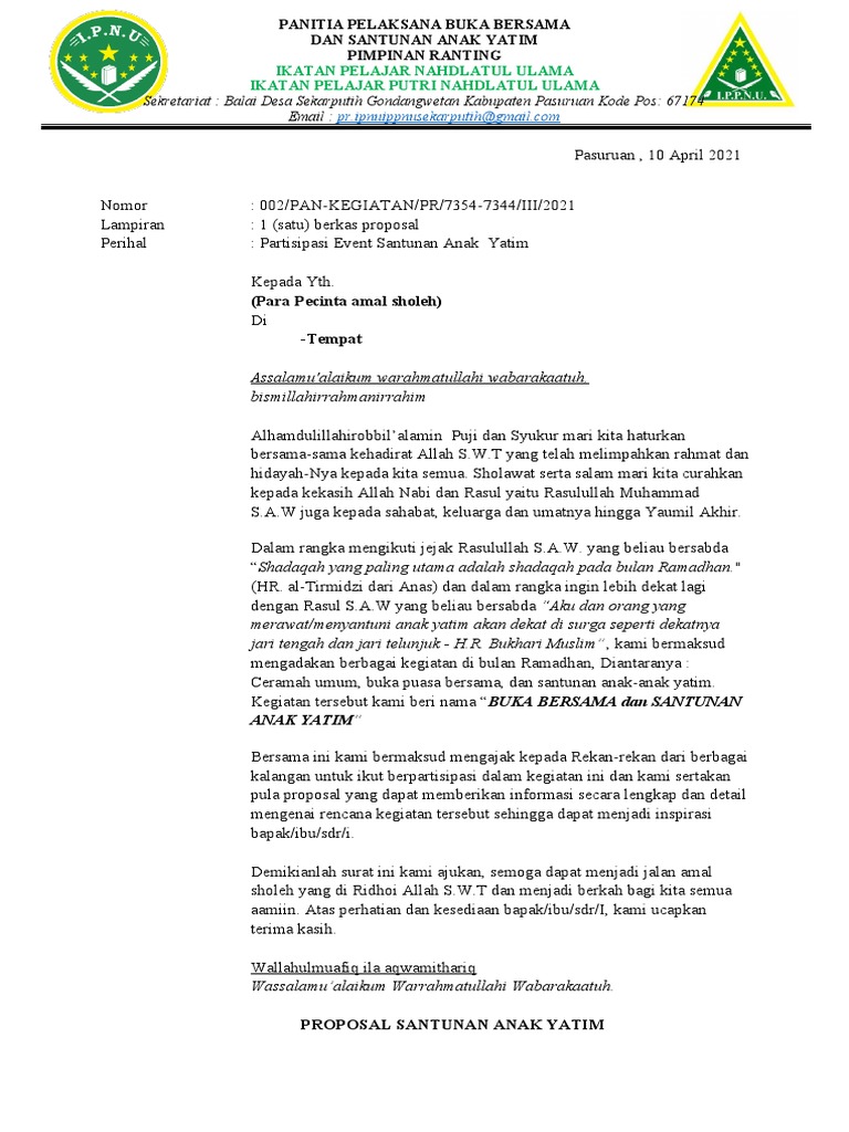 Proposal Bukber & Santunan | PDF