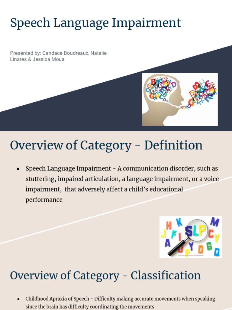 Speech Language Impairment - Eduu 511 | PDF | Speech | Stuttering