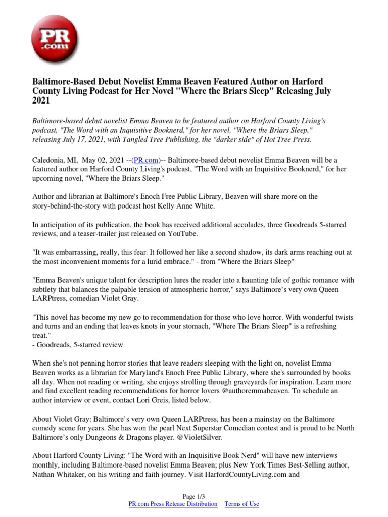 Baltimore-Based Debut Novelist Emma Beaven Featured Author On Harford ...