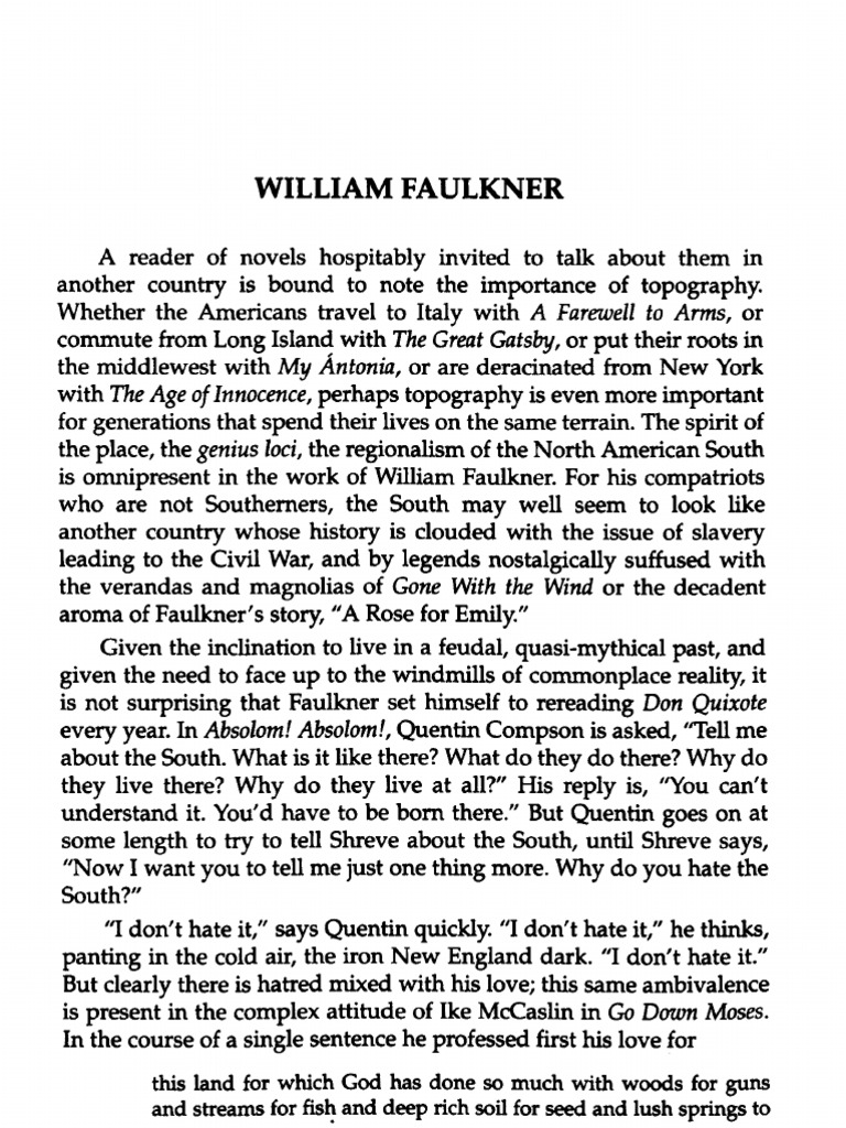 William Faulkner. The Sound and The Fury | PDF