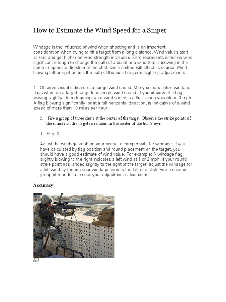 How To Estimate The Wind Speed For A Sniper | PDF | Sniper | Minute And ...