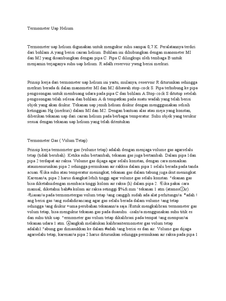Termometer Uap Helium | PDF | Metode & Bahan Ajar