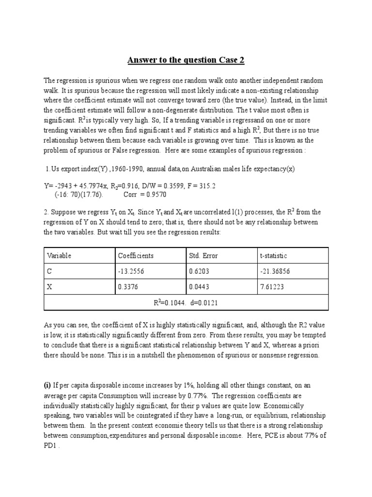 Answer To The Question Case 2 | PDF | Regression Analysis | Errors And ...
