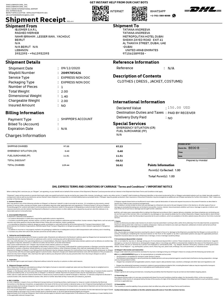 Shipment Receipt: Shipment To Shipment From | PDF | Customs | Dangerous ...