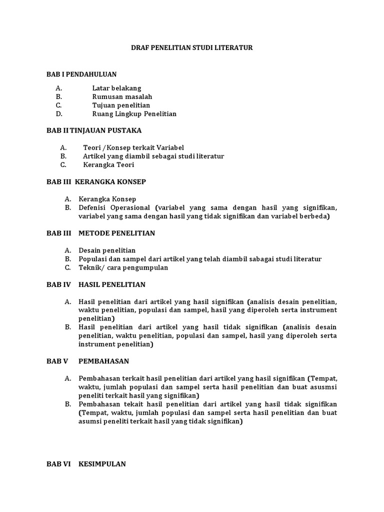 Draf Penelitian Studi Literatur | PDF