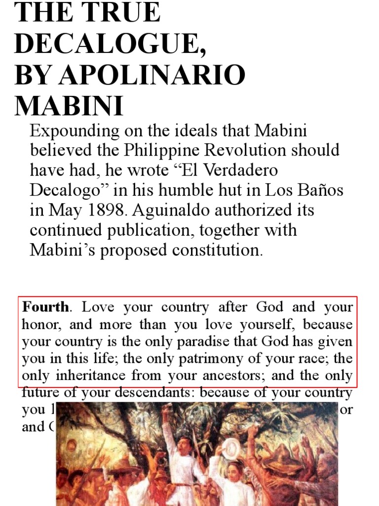 Mabini's True Decalogue Explained | PDF