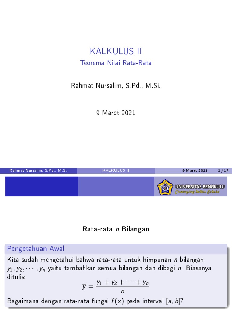 Teorema Nilai Rata-Rata | PDF