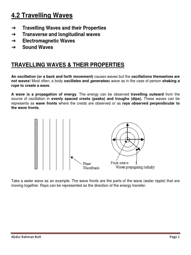 4.2 Travelling Waves | PDF | Waves | Electromagnetic Radiation