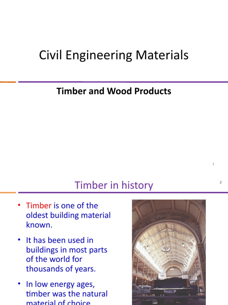 Civil Engineering Materials: Timber and Wood Products | PDF | Wood | Lumber