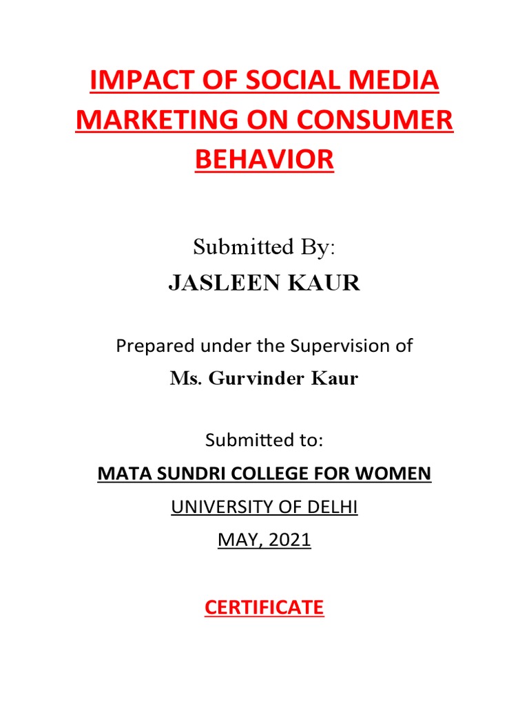 Impact of Social Media On Consumer Buying Behaviour | PDF | Social ...