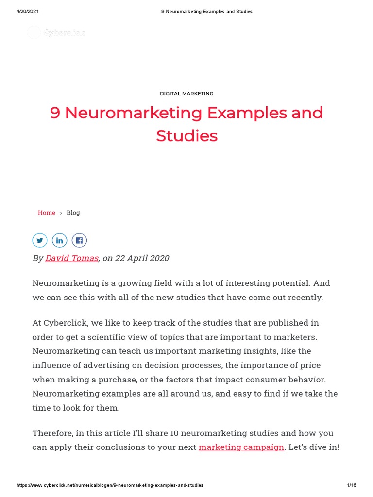 9 Neuromarketing Examples and Studies | PDF | Digital Marketing ...