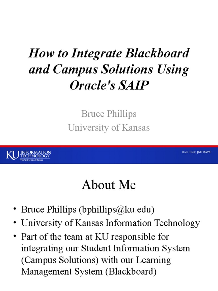 Integrating Oracle Campus Solutions and Blackboard Using the Student ...