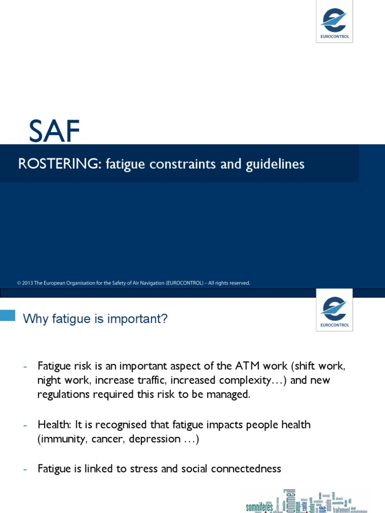 ROSTERING: Fatigue Constraints and Guidelines | Download Free PDF ...