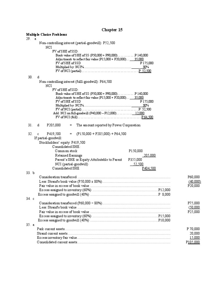 Advanced Accounting - Dayag 2015 - Chapter 15 - Multiple Choice Solution (29-35) | PDF ...
