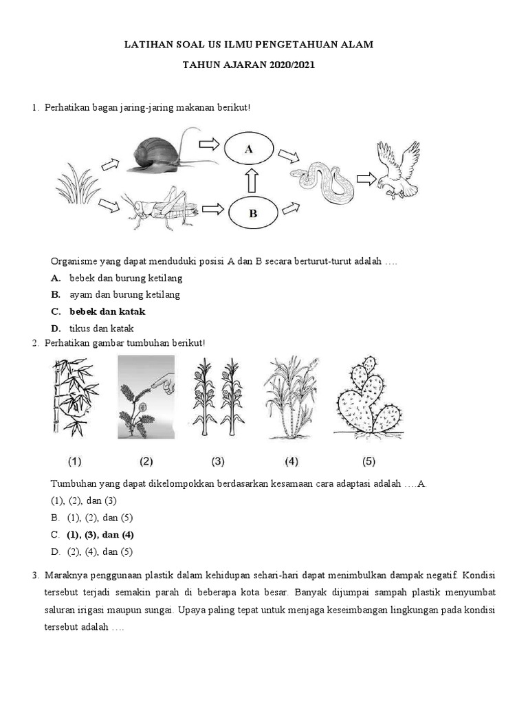 Latihan Soal Us Ipa SD 2021 | PDF