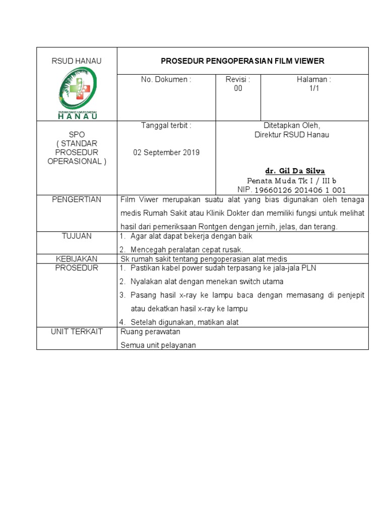 SOP Pengoperasian Film Viewer | PDF