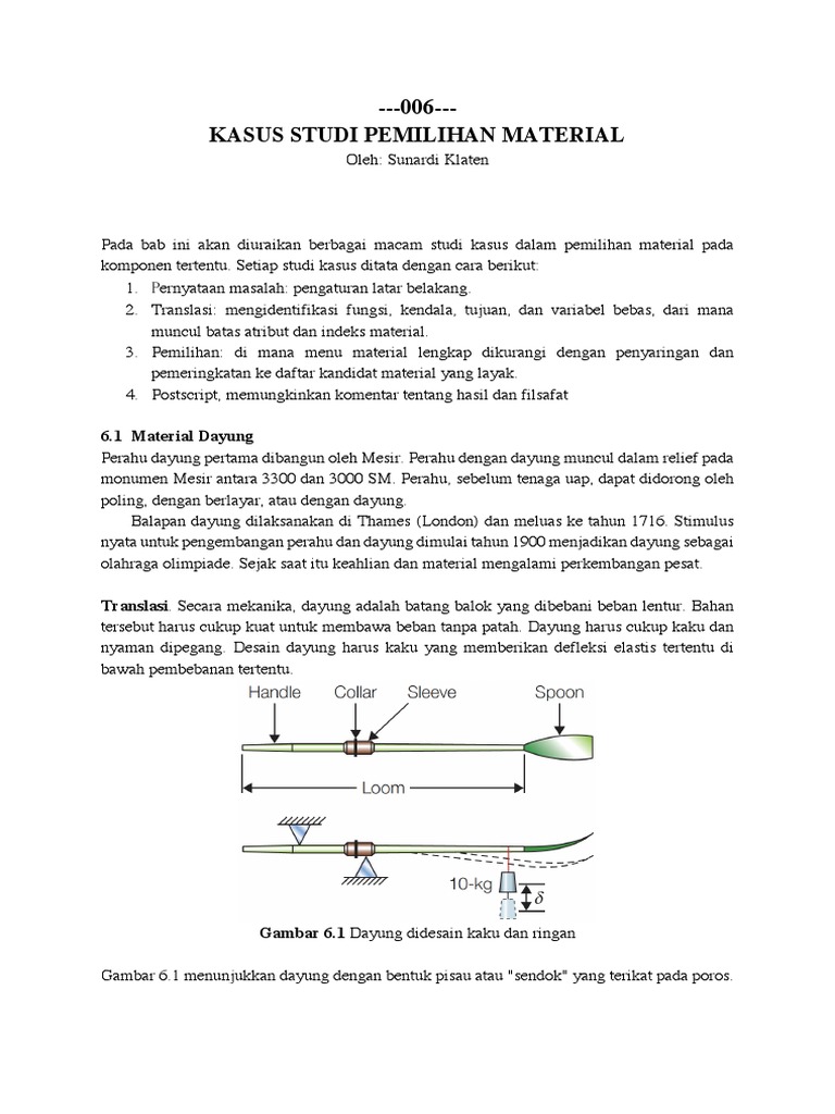 Studi Kasus Pemilihan Material Dayung | PDF