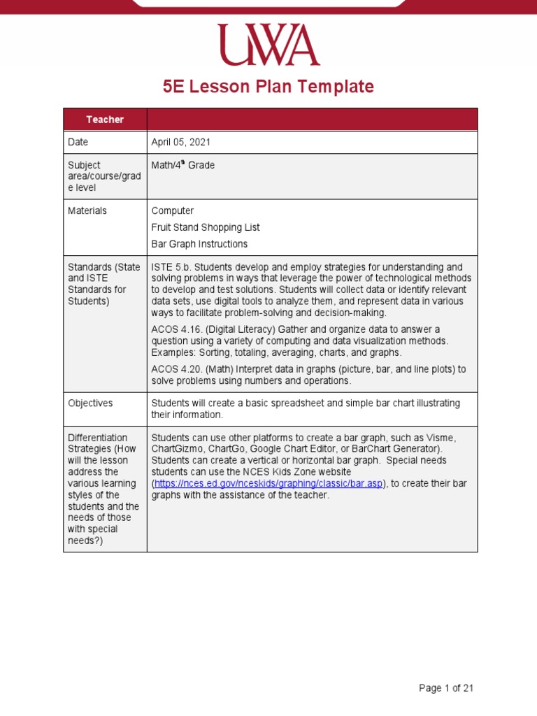 Ed508-5e-Lesson-Plan-Template Randolph Lesson 1 | PDF | Microsoft Excel ...