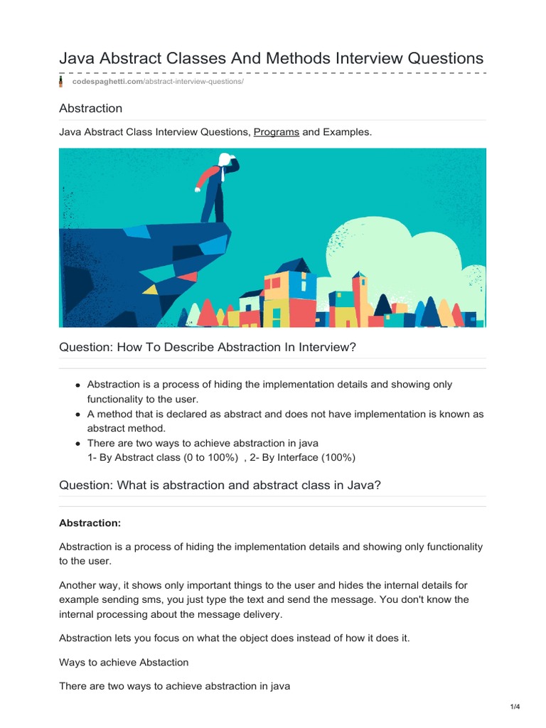 Java Abstract Classes And Methods Interview Questions Abstraction 7313