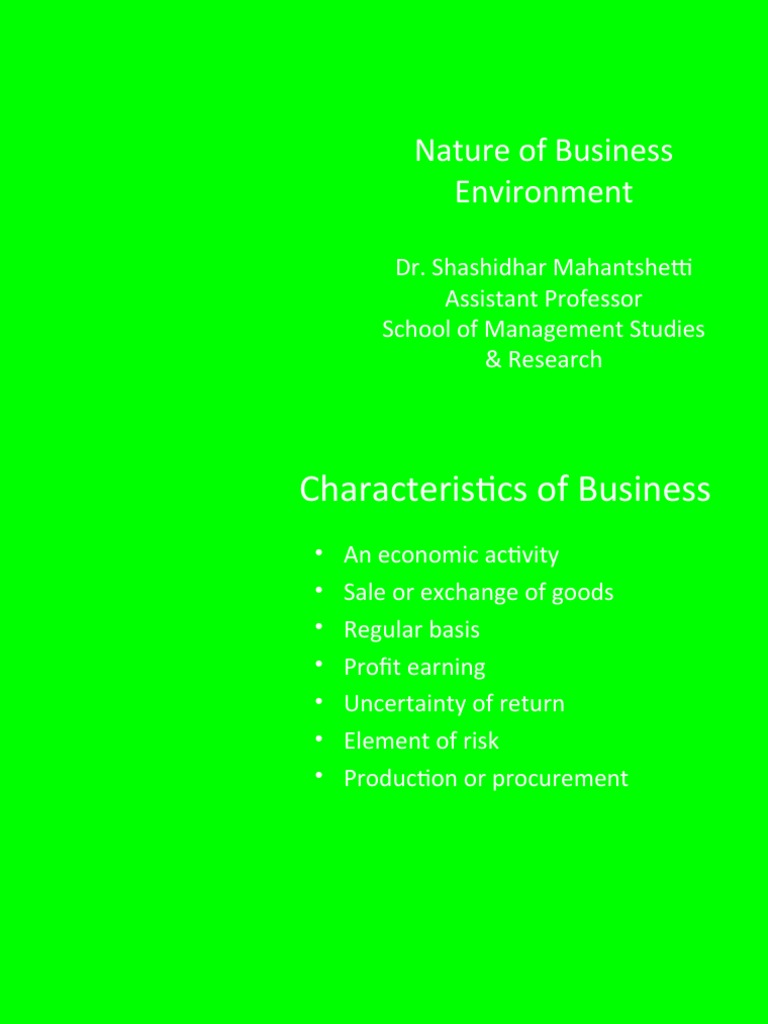 Nature of Business Environment Characteristics | PDF