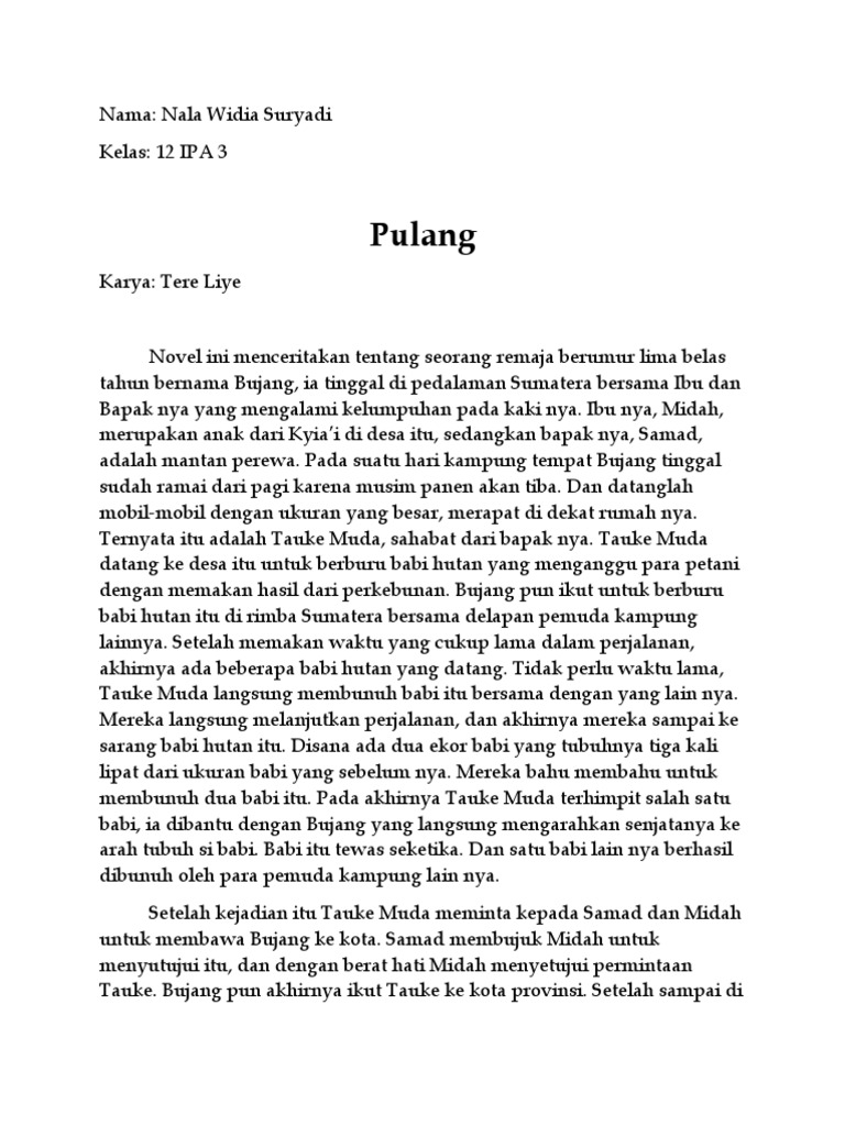Sinopsis Novel Pulang | PDF