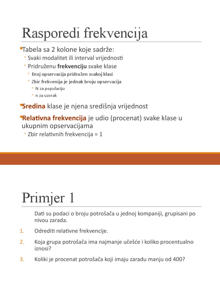 Rasporedi Frekvencija: Tabela Sa 2 Kolone Koje Sadrže | PDF