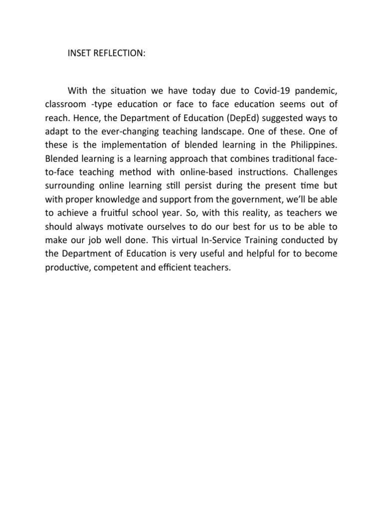 2021 Inset Reflection | PDF | Career & Growth | Social Science