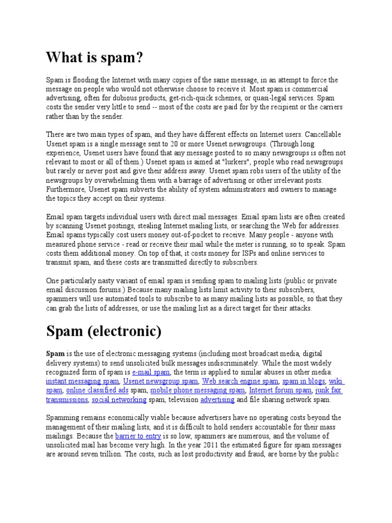 What Is Spam | PDF | Spamming | Email Spam