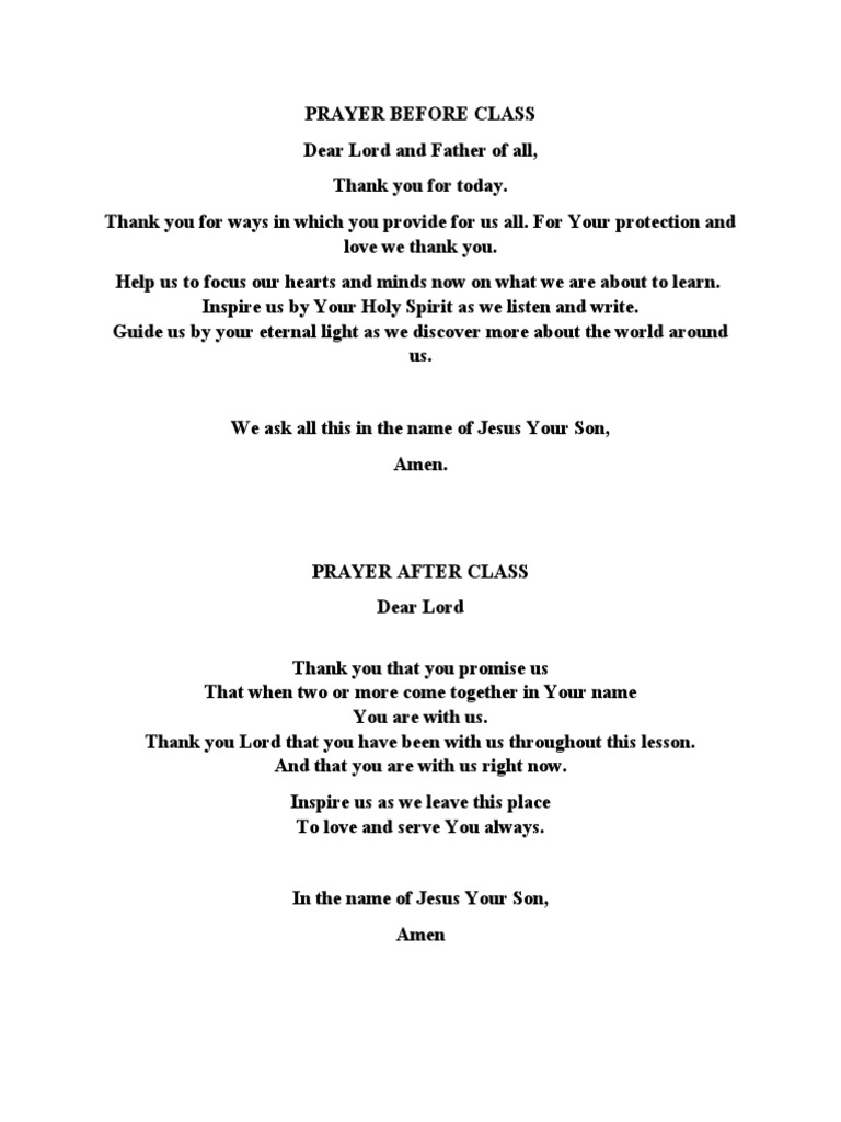 Prayer Before Class | PDF