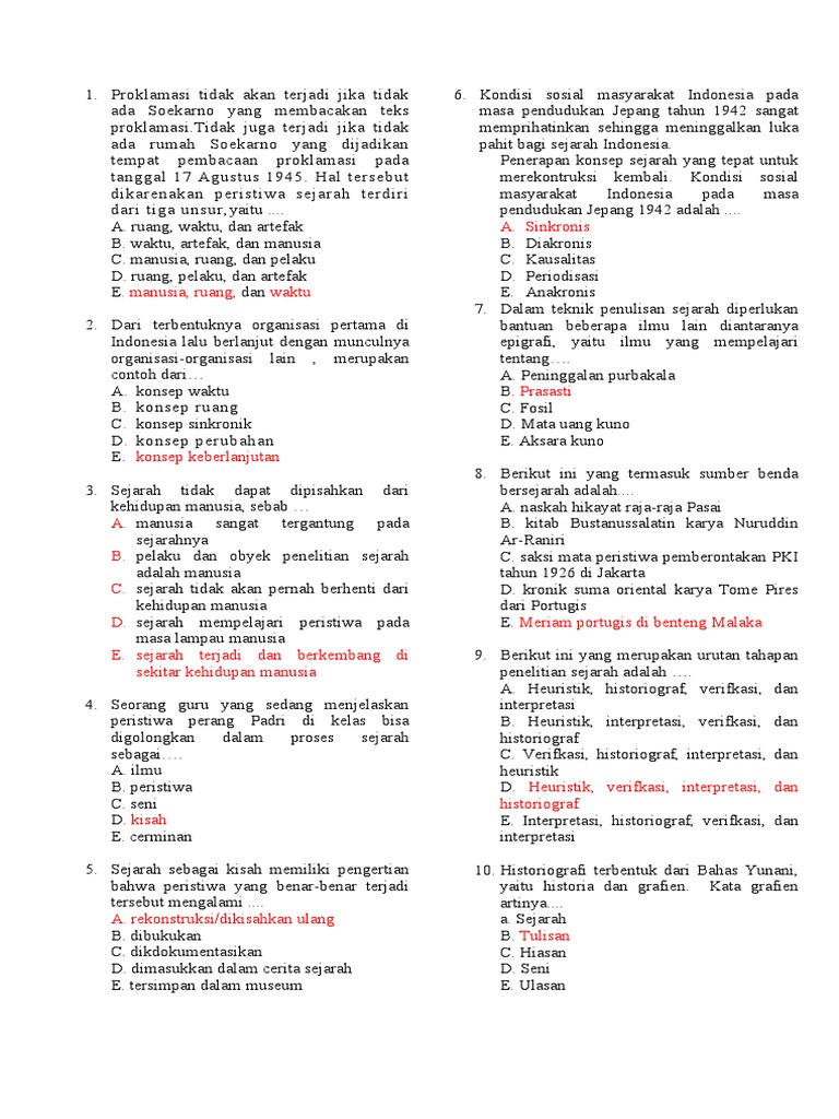 Uasbn 2021sejarah Peminatan | PDF