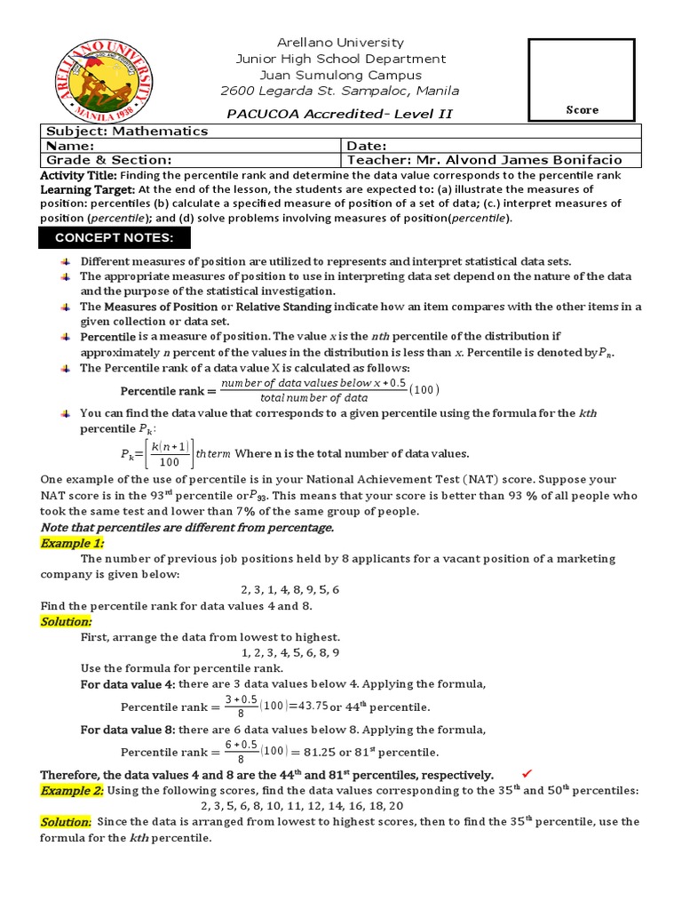 Understanding Percentiles: Calculating Percentile Ranks and Finding ...