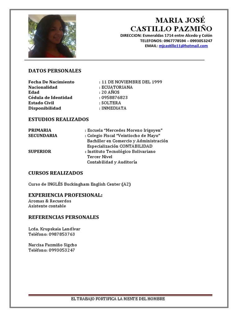 Curriculum Vitae Maria Jose | PDF