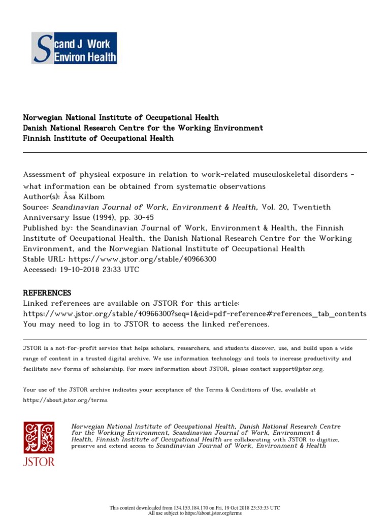 Assessment of Physical Exposure in Relation To Work-Related ...