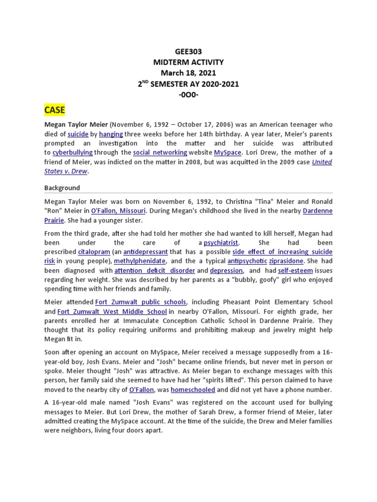 Megan-Taylor-Meier CASE | PDF | Internet | Violence
