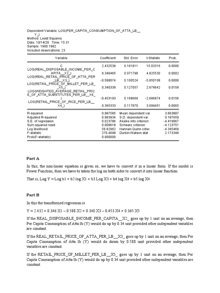 Answer 1 | PDF | Coefficient Of Determination | Errors And Residuals
