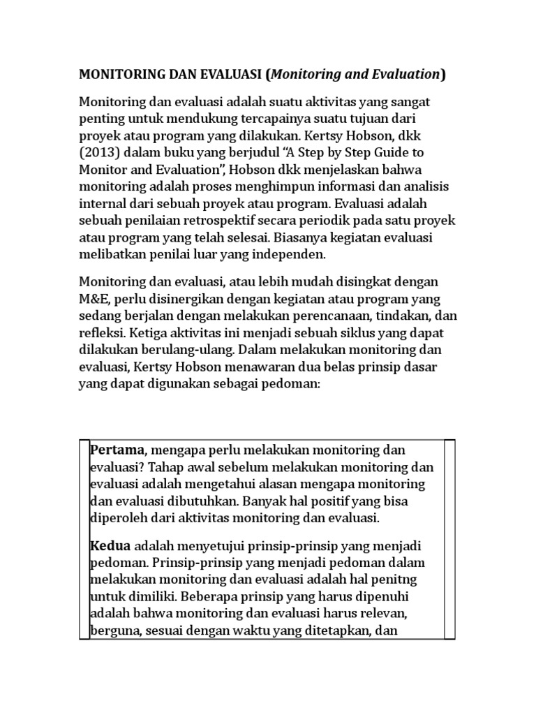@monitoring Dan Evaluasi | PDF