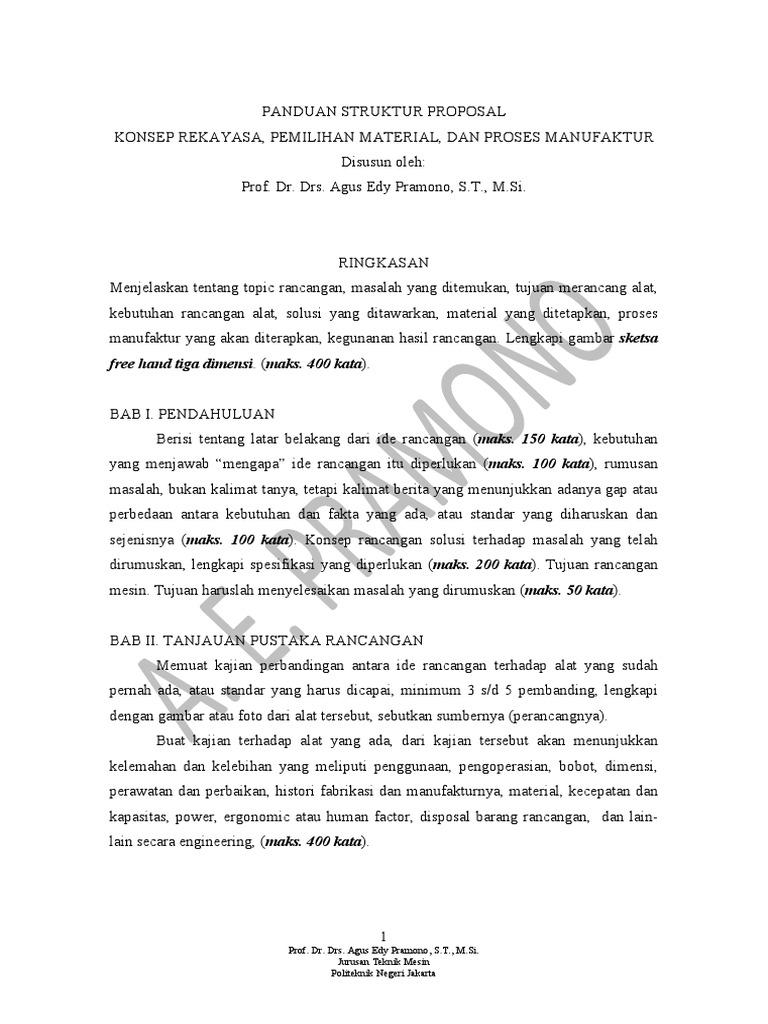 PANDUAN STRUKTUR PROPOSAL Rancangan | PDF