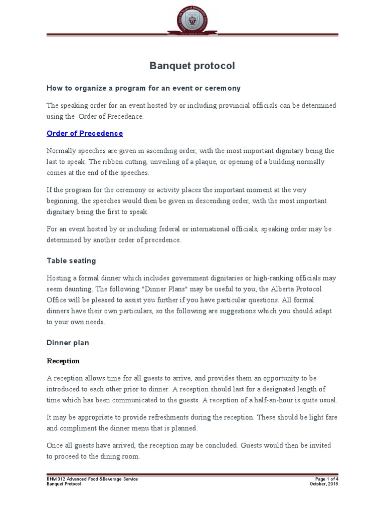 Organizing a Successful Ceremonial Event: A Guide to Banquet Protocol ...