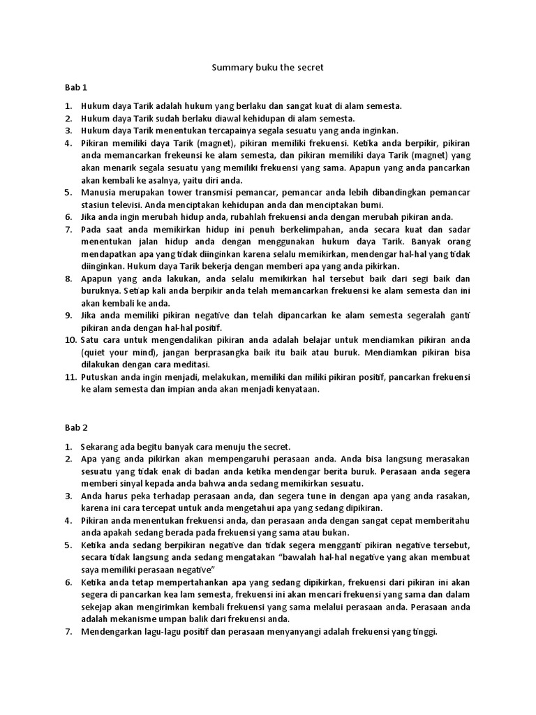 Summary Buku The Secret | PDF | Pengembangan Diri