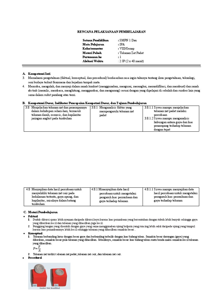 RPP Tekanan Padat | PDF