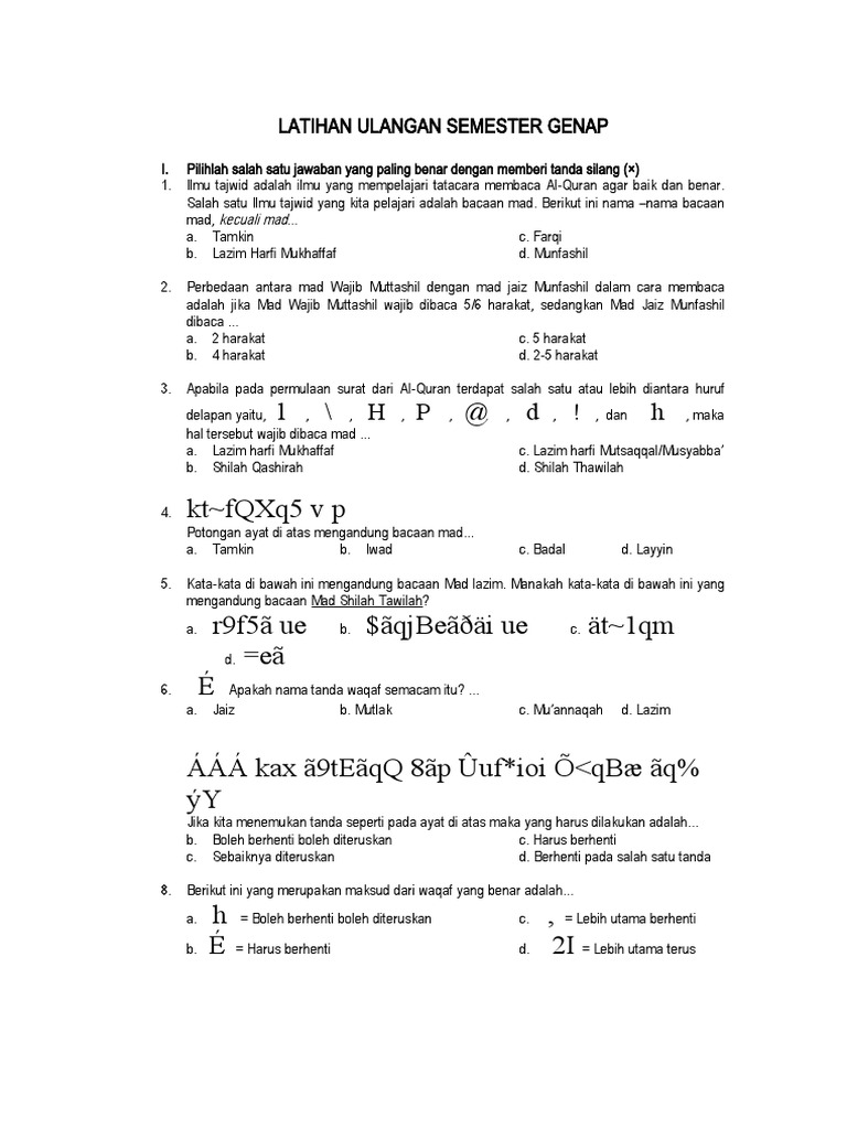 Latihan Ulangan Semester Genap | PDF