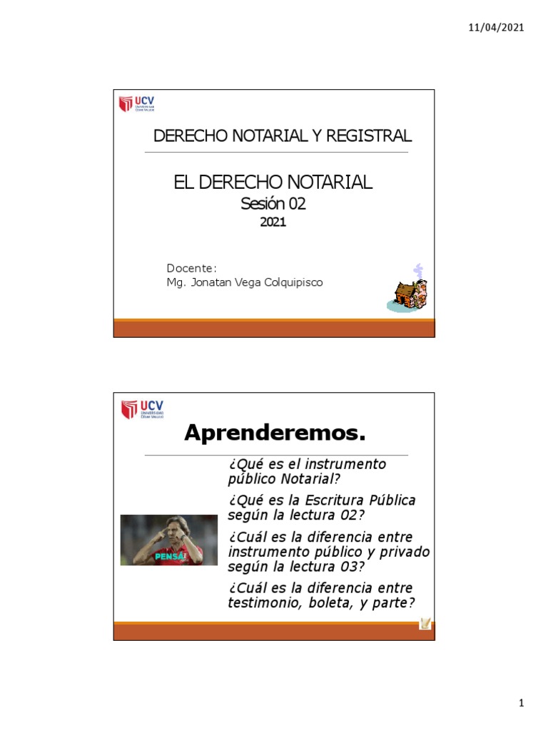CLASE 2 - Derecho Notarial y Registral - Jonatan Vega C - 2021-1 | PDF ...