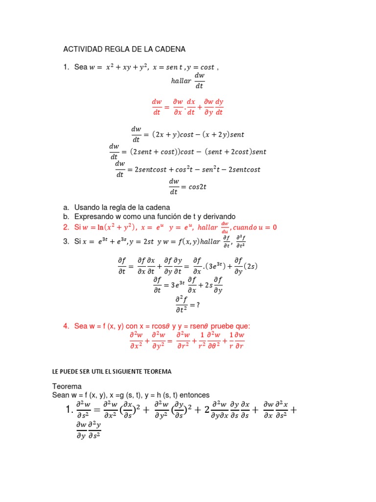 Actividad Regla de La Cadena | PDF | Enseñanza de matemática | Análisis ...